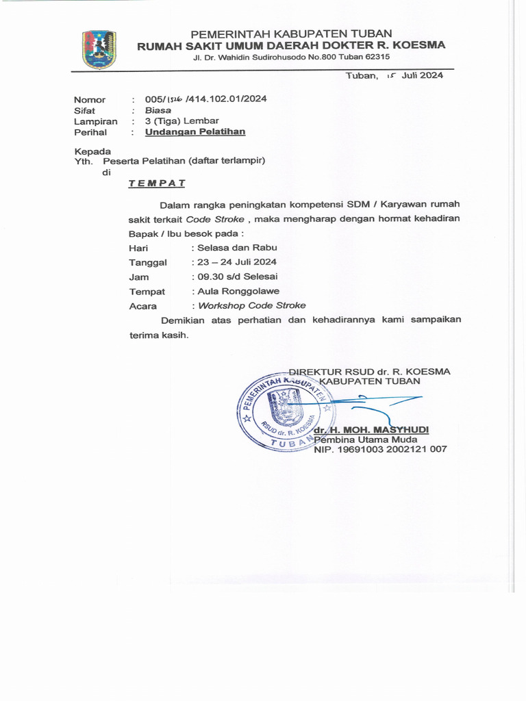 Undangan Peserta Code Stroke | PDF