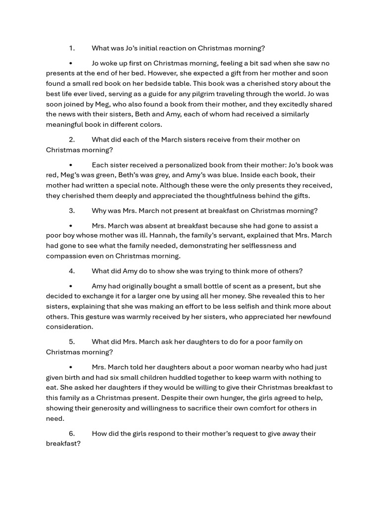 Little Women Chapter 2 Question Answers | PDF