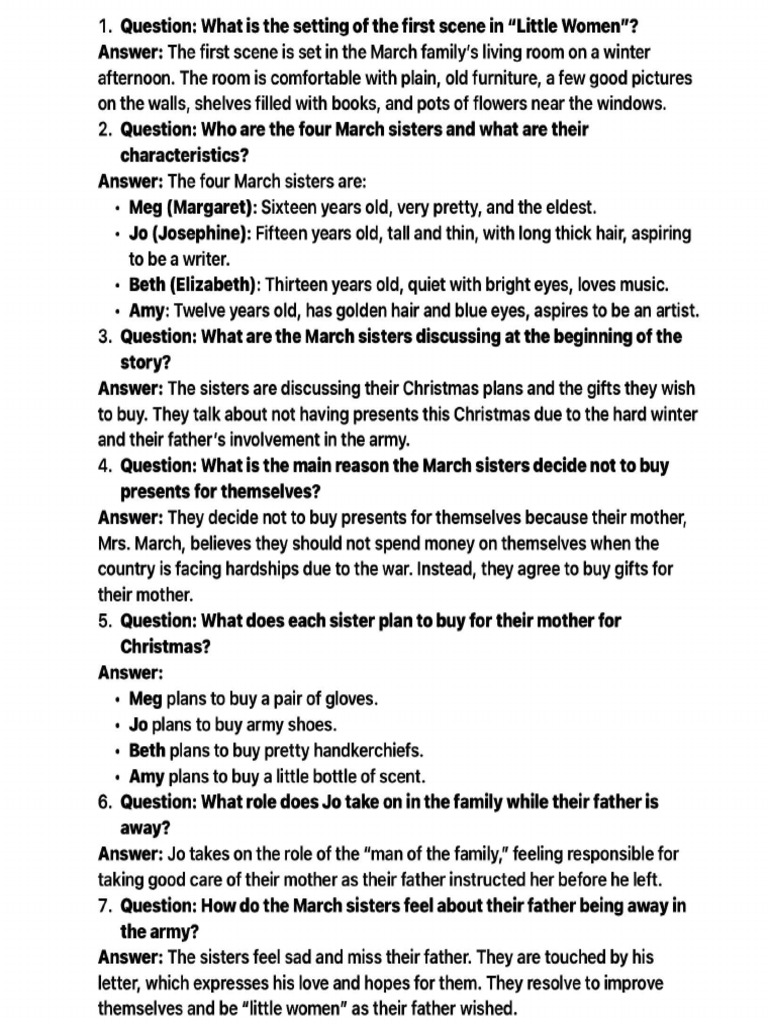 Little Women 1 Question Answers | PDF