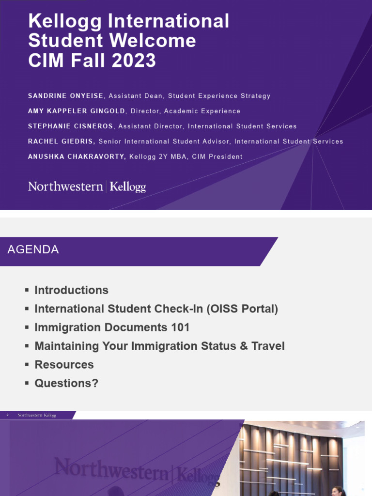 CIM 2023 FALL Kellogg International Student Orientation | PDF