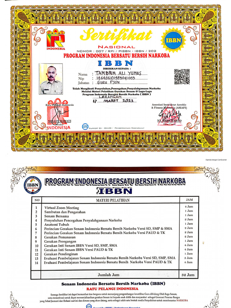 Sertifikat Ibbn Tambrin | PDF