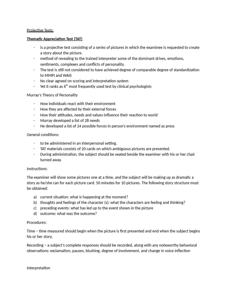 Projective Tests | PDF