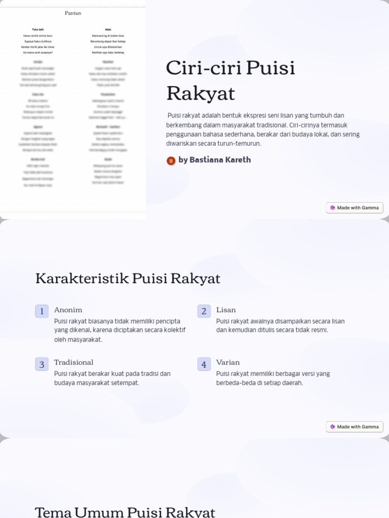 Ciri Ciri Puisi Rakyat | PDF