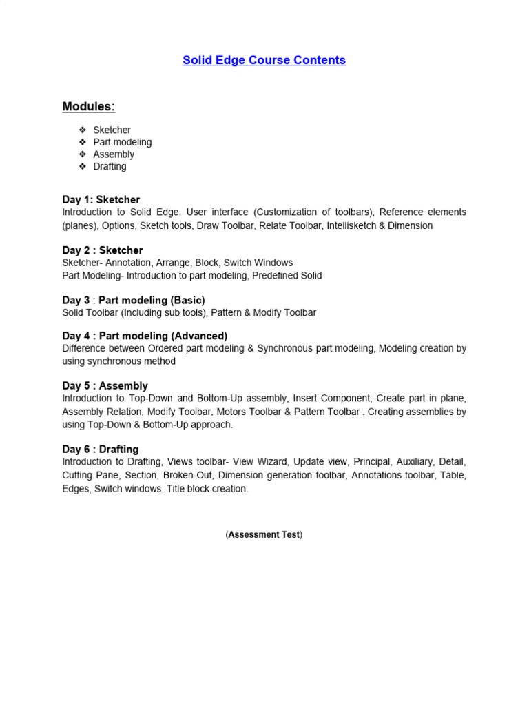 Solid Edge Course Content | PDF