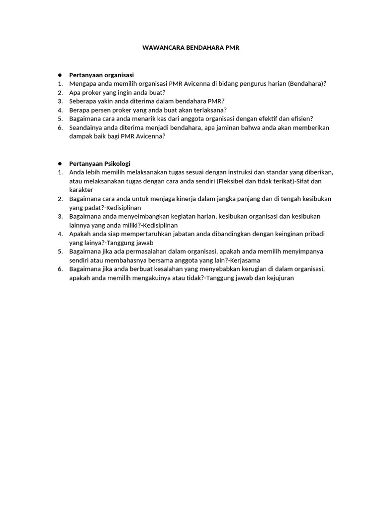 Wawancara Bendahara | PDF