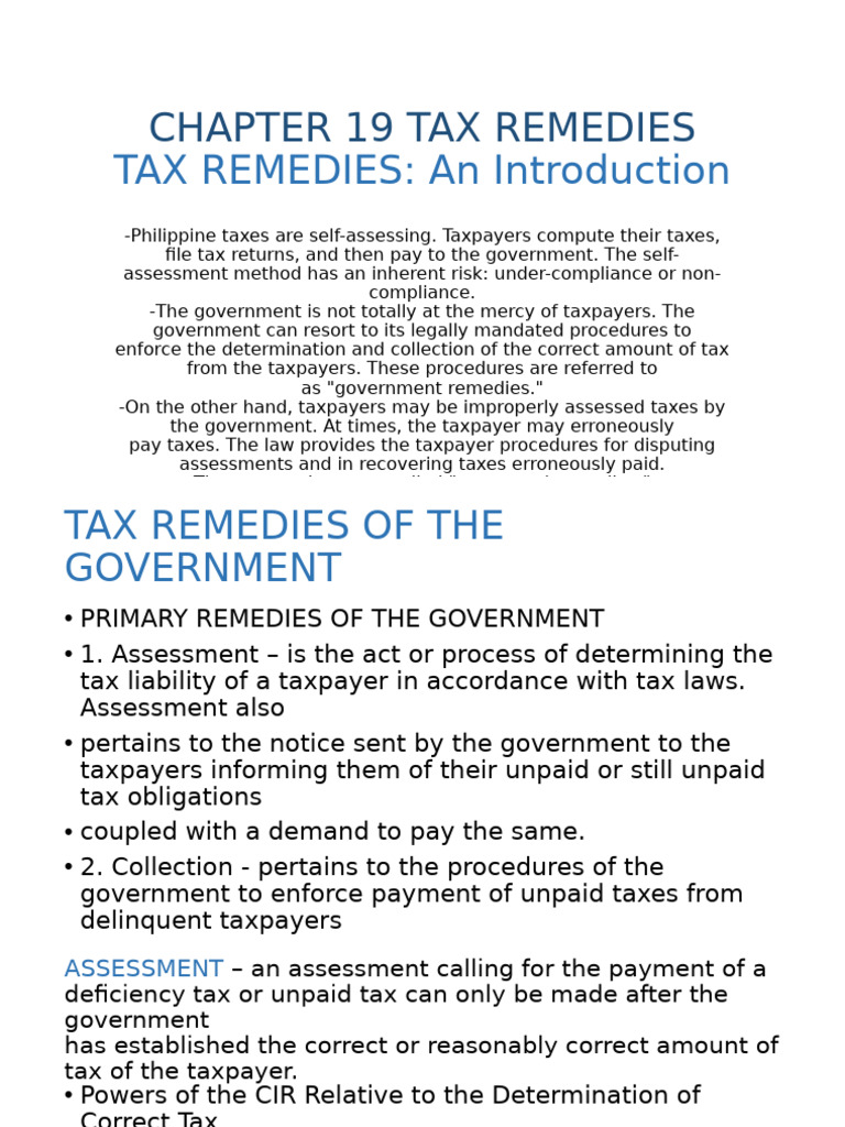 Chapter 19 Tax Remedies | PDF