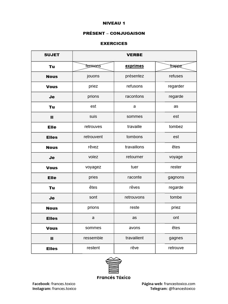 30 - Présent - Conjugaison Exercices - F | PDF