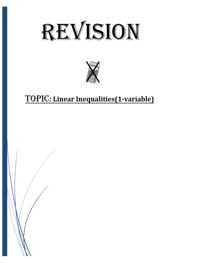 Linear Inequalities in 1 Variable | PDF