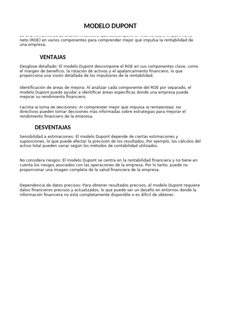 Modelo Dupont | PDF