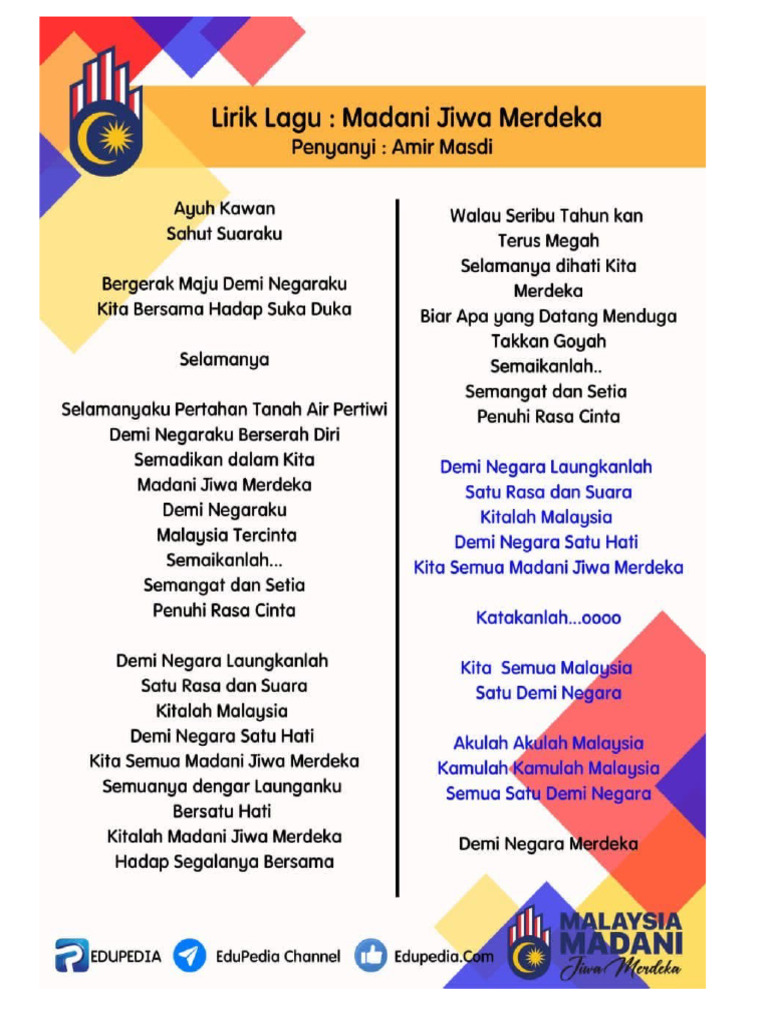 Lirik Lagu Madani Jiwa Merdeka | PDF