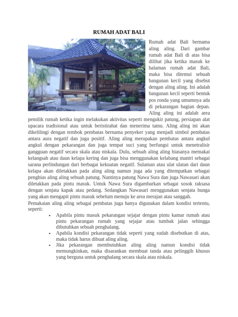 Rumah Adat Bali | PDF