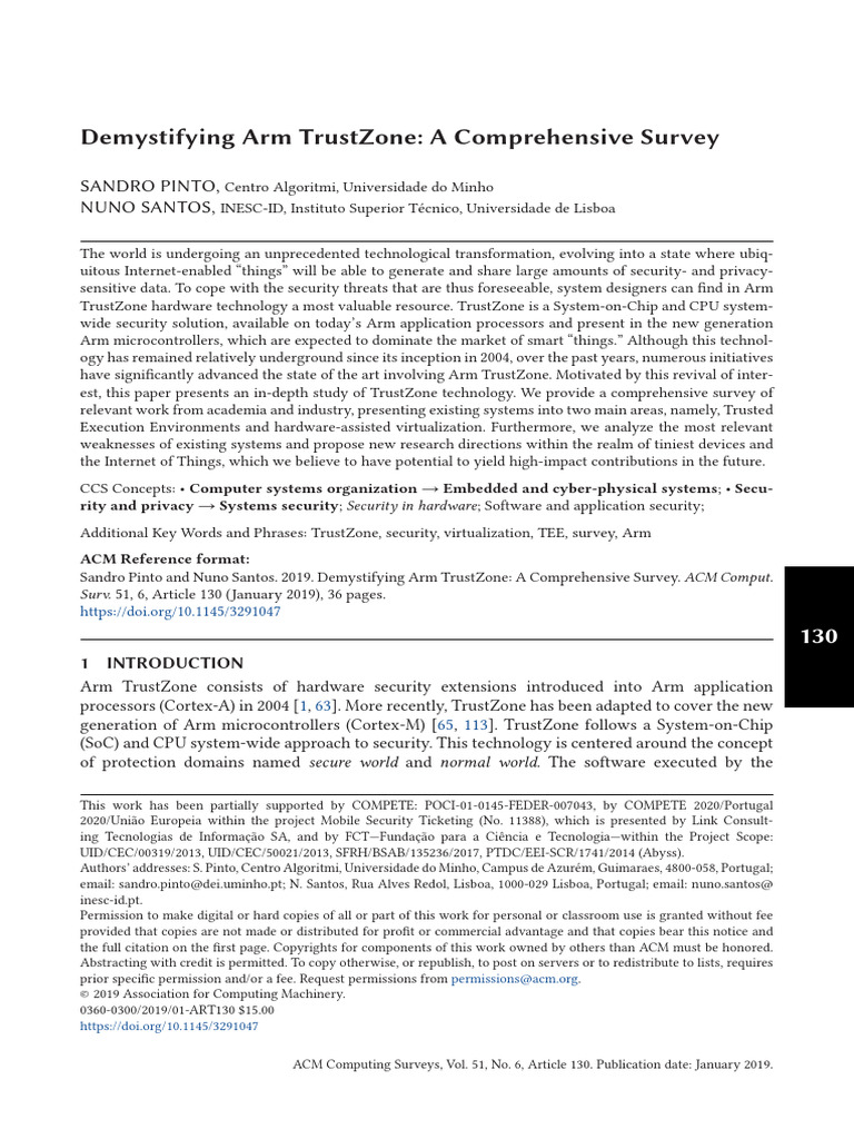 Demystifying Arm TrustZone A Comprehensive Survey | PDF