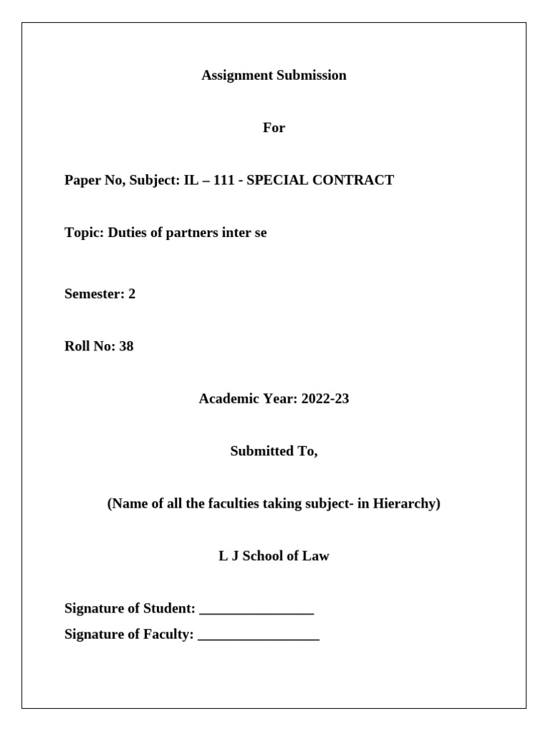 Duties of Partners Inter Se | PDF