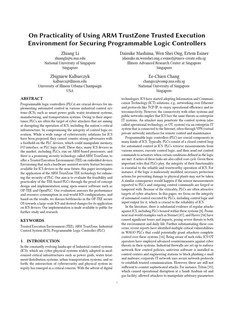 On Practicality of Using ARM TrustZone Trusted Execution Environment ...