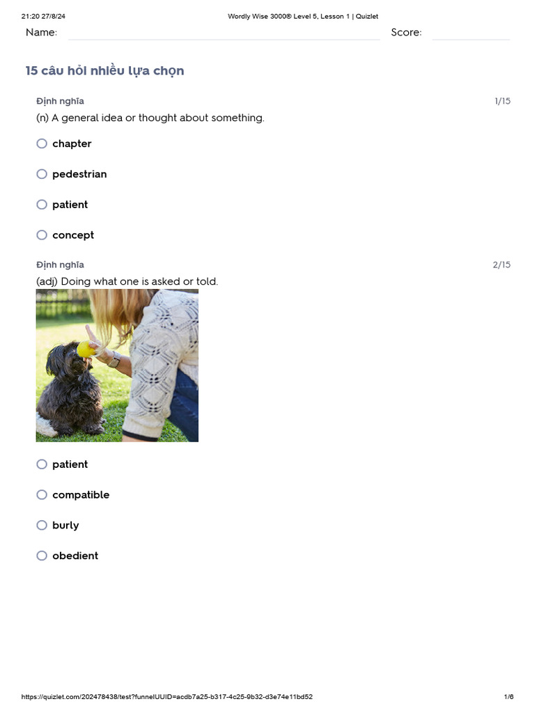 Wordly Wise 3000® Level 5, Lesson 1 - Quizlet | PDF