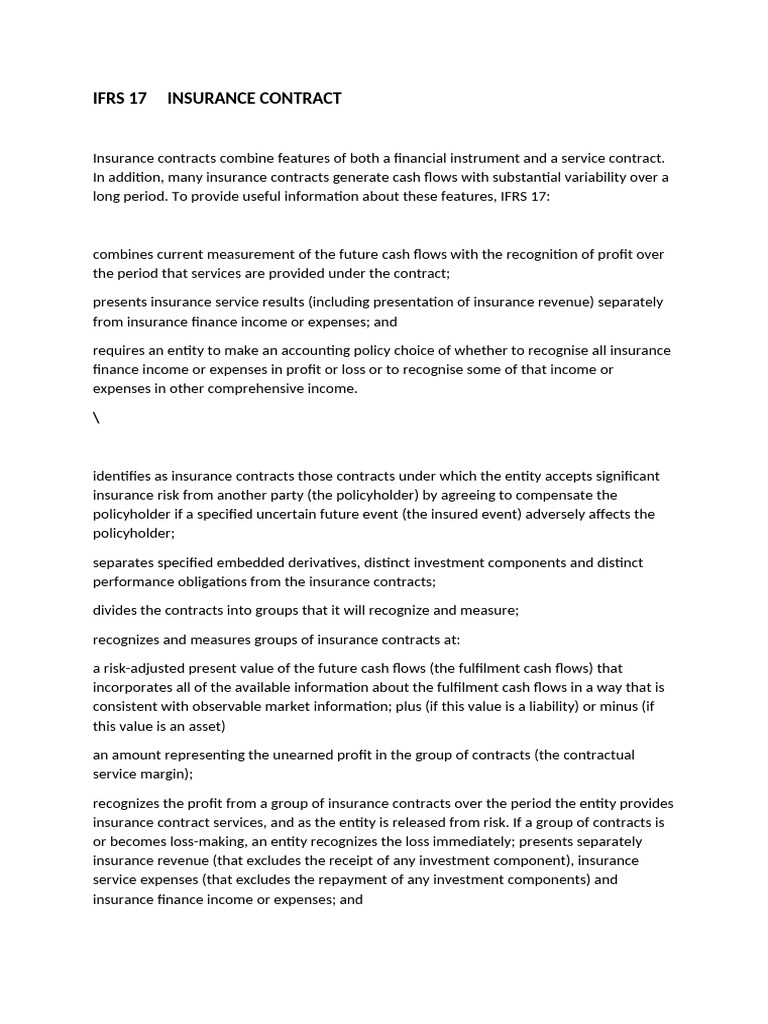 Ifrs 17 Insurance Contract | PDF