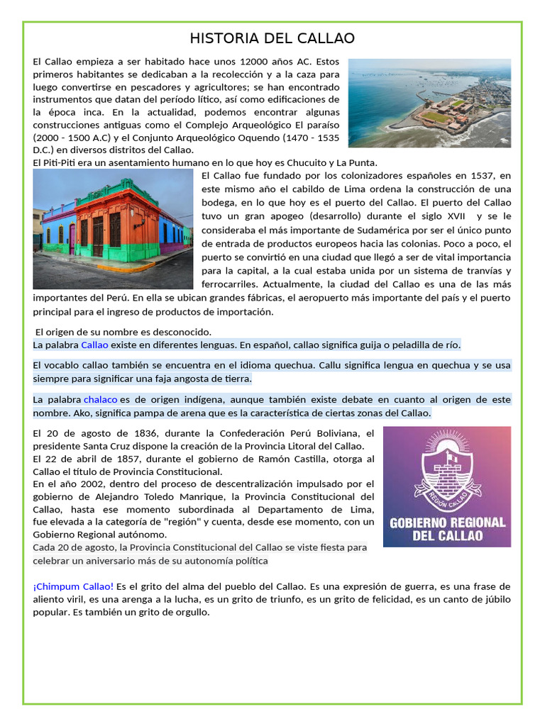 Ficha Personal Historia Del Callao | PDF