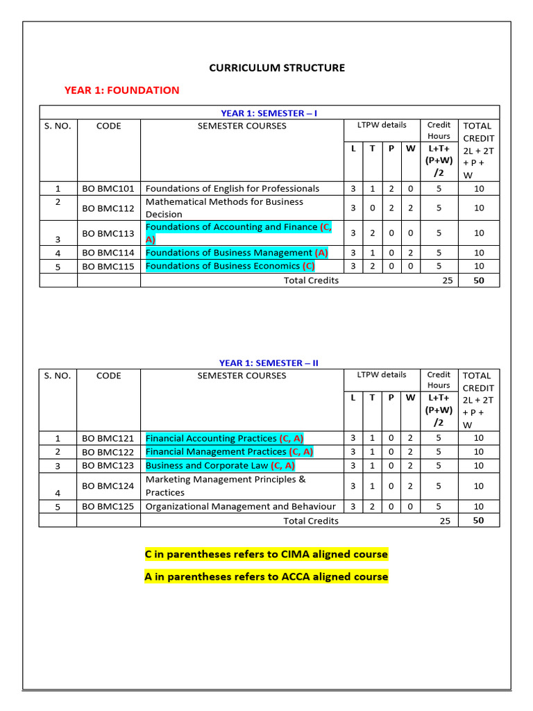 Bba Curriculum | PDF