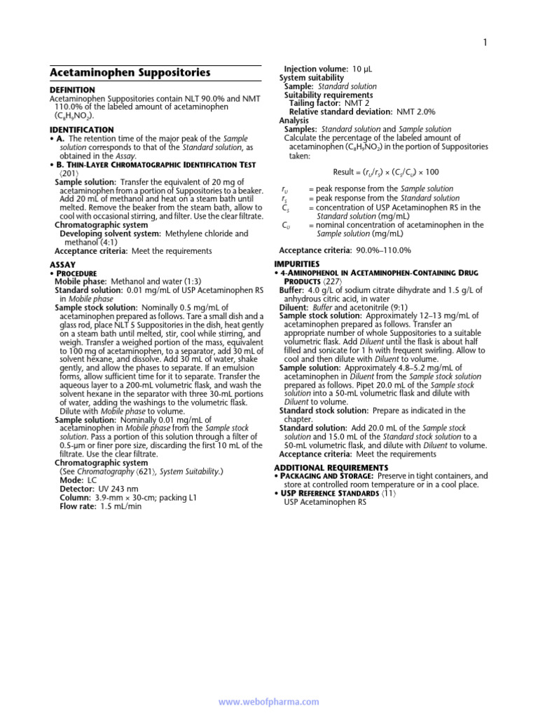 Acetaminophen Suppositories | PDF