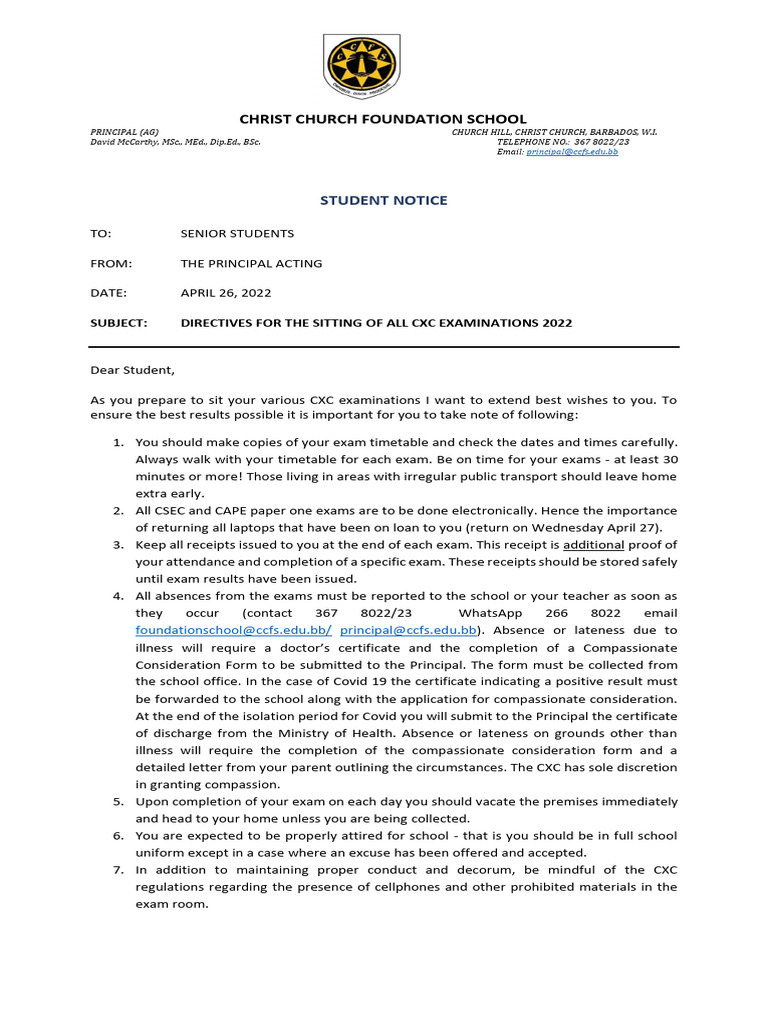 Student Notice | PDF