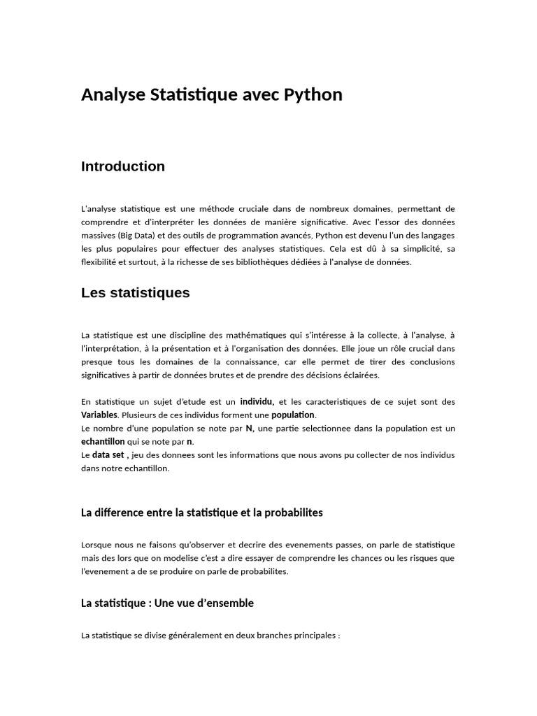 Analyse Statistique Avec Python | PDF