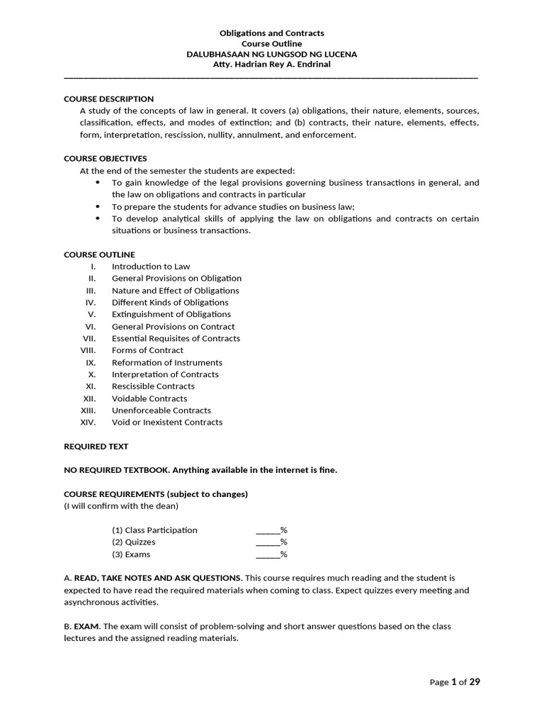 Oblicon-Syllabus DLL | PDF