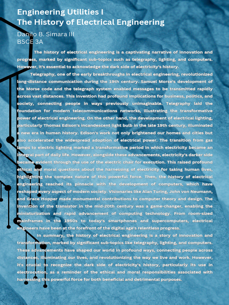 The History of Electrical Engineering - Engineering Utilities I (Simara ...