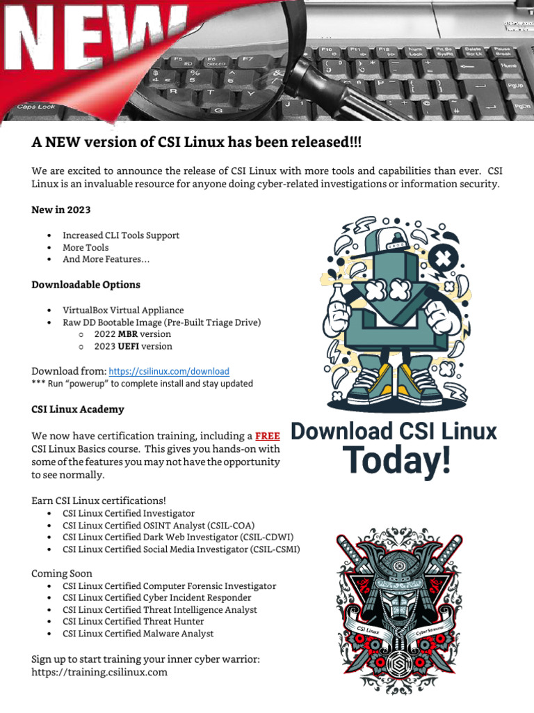 New Release - CSI Linux 2023 | PDF | Art