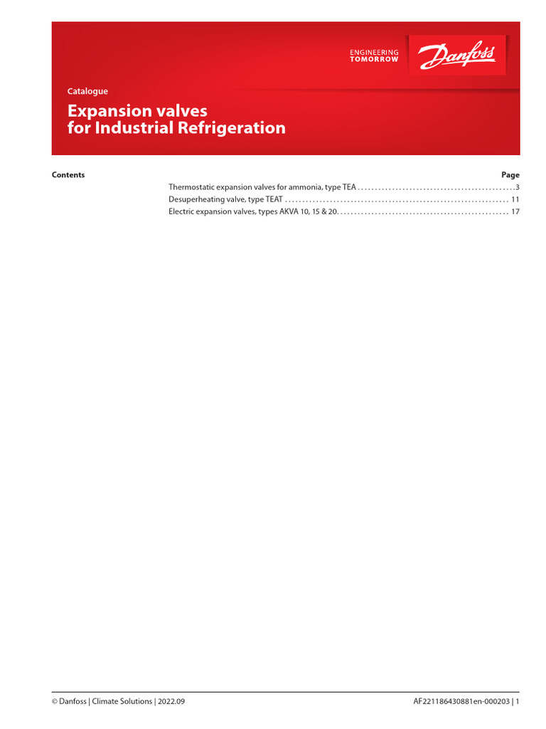 Catalogue Danfoss Expansion Valves TEA TEAT AKVA | PDF