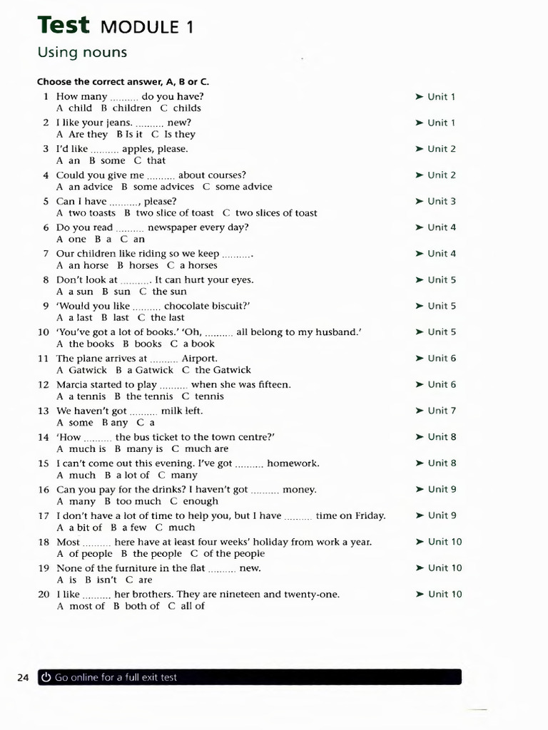 MyGrammarLab Elementary A1 A2 Test1 | PDF