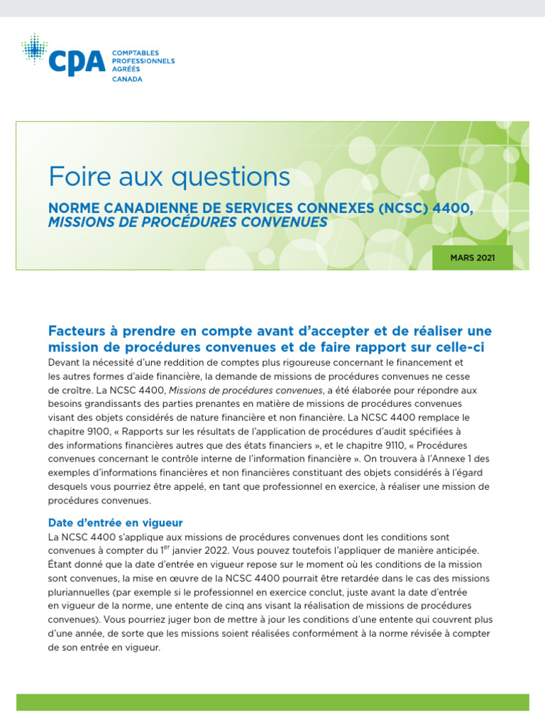 RG NCSC 4400 Missions Procedures Convenues | PDF