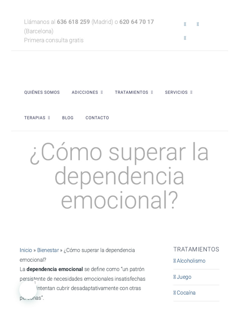 Qué Es y Cómo Superar La Dependencia Emocional - Orbium Adicciones | PDF | Las emociones ...