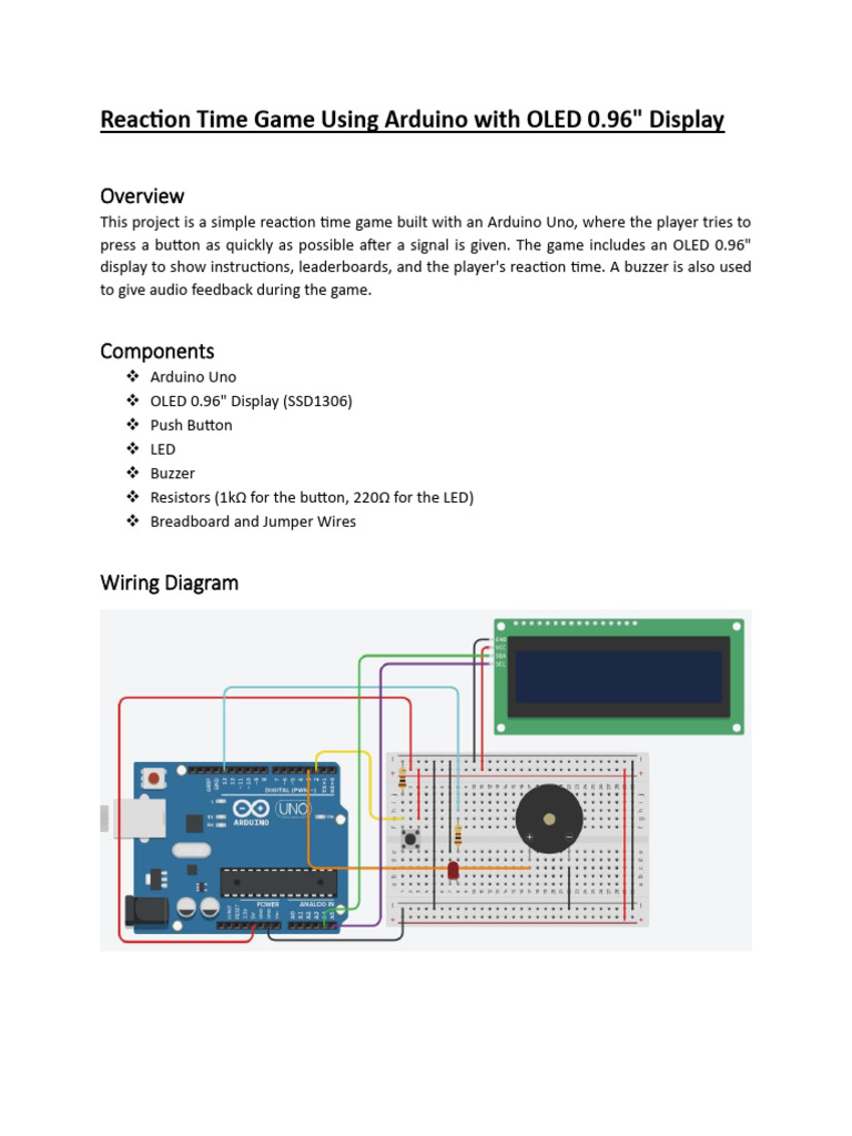Reaction Time Game Using Arduino | PDF