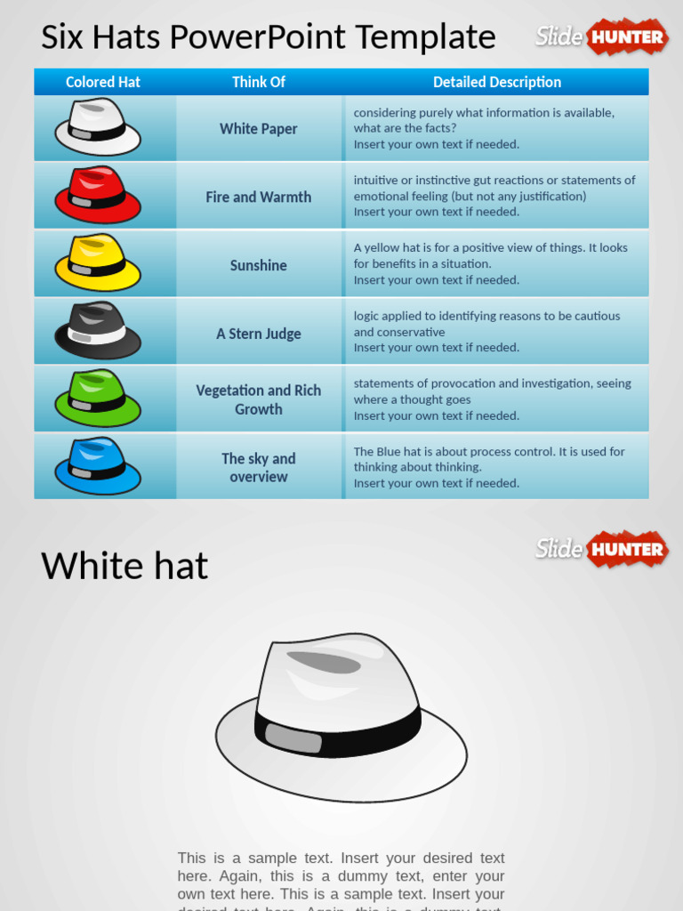 1114 Six Hats Powerpoint Template | PDF