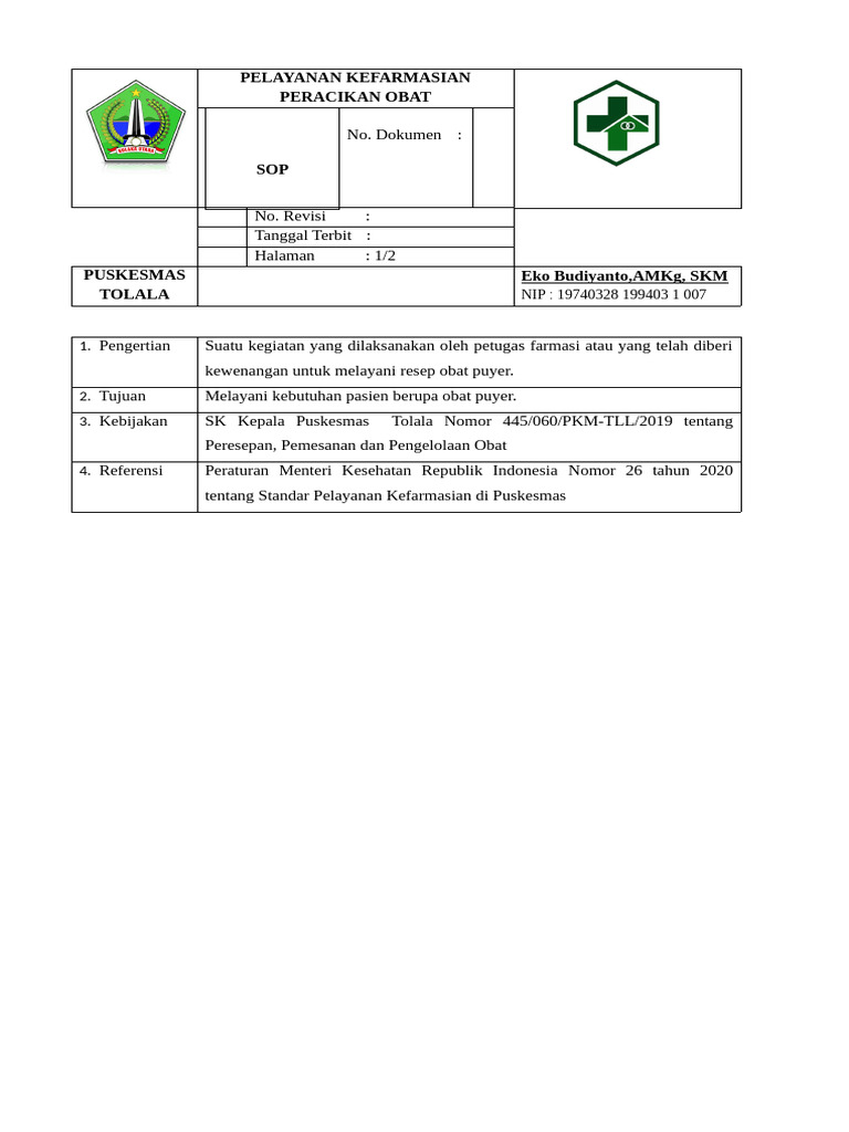 Sop Peracikan Obat | PDF