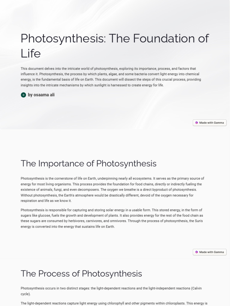 Photosynthesis-The-Foundation-of-Life | PDF