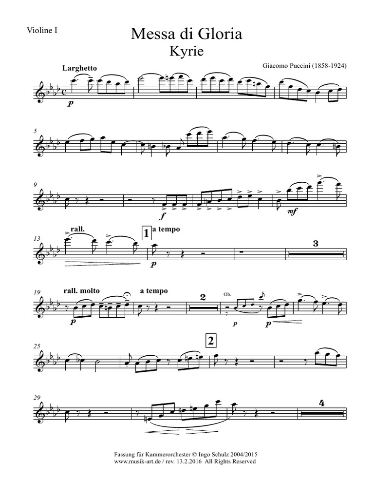 Puccini Missa di Gloria VIOLIN 1 | PDF