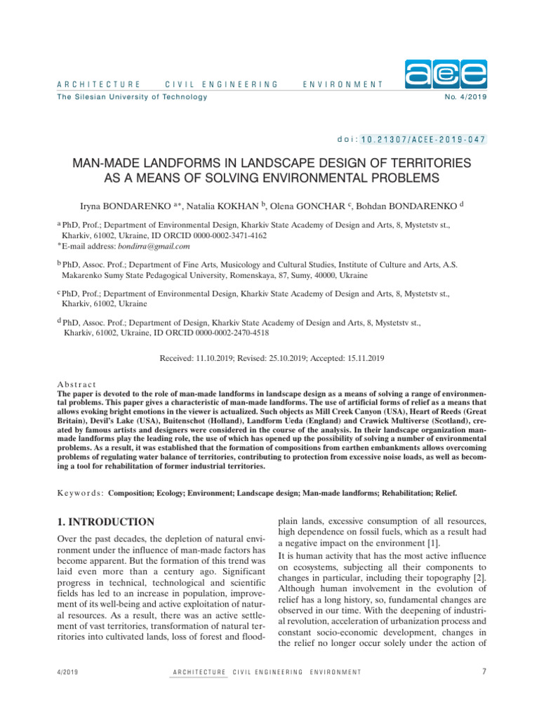 Man Made Landforms in Landscape Design o | PDF