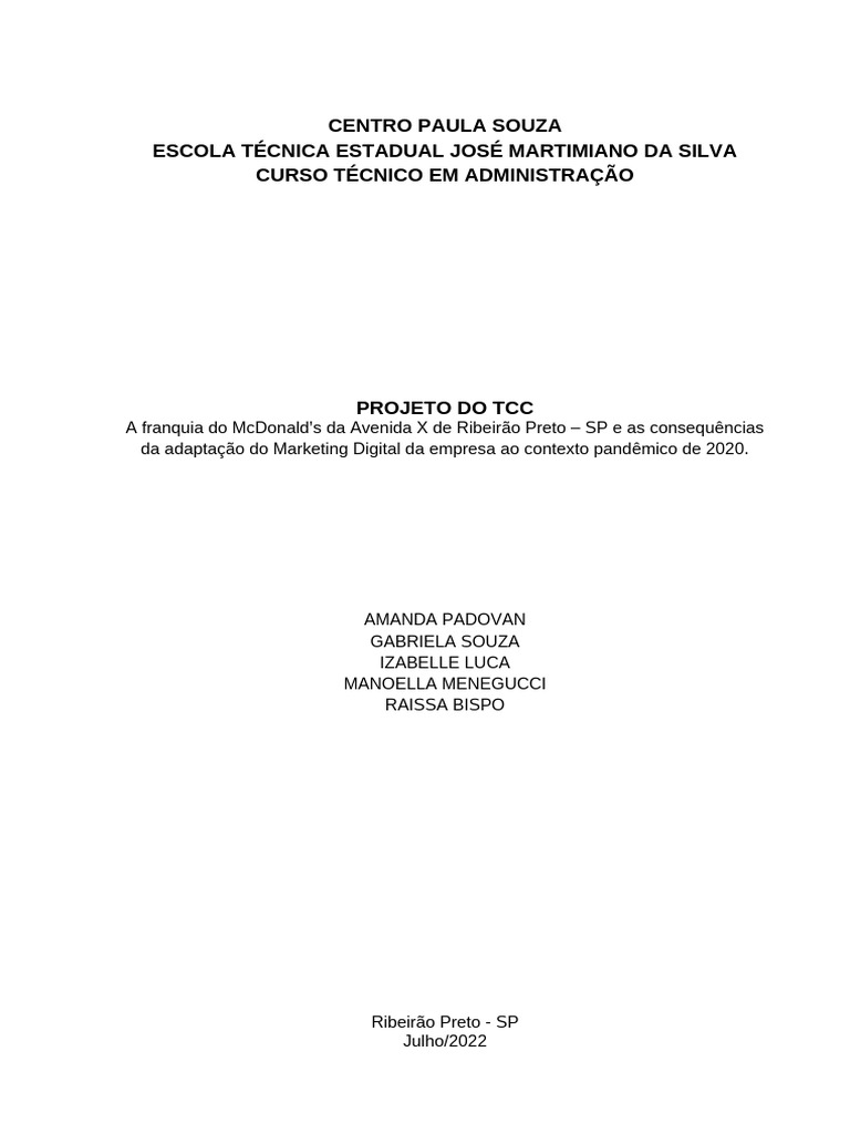 Projeto TCC - Modelo | PDF