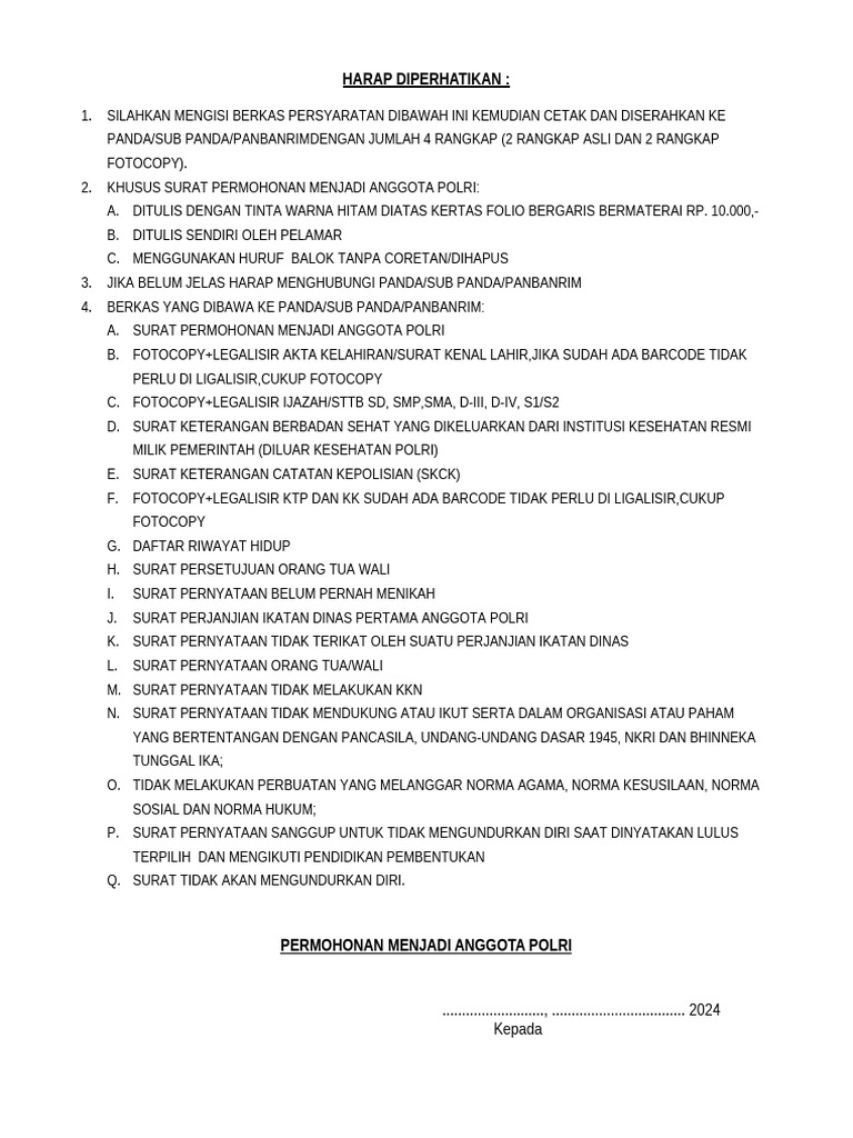 Berkas Pendaftaran Bintara 2024 | PDF Berkas Pendaftaran Bintara 2024 | PDF