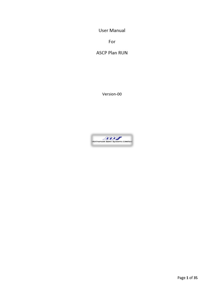 ASCP Plan RUN Manual Rev.00 | PDF