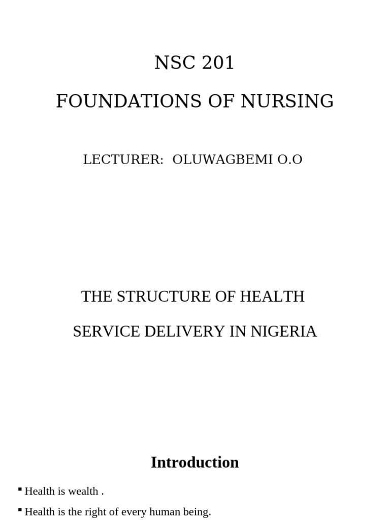 STRUCTURE OF HEALTH SYSTEM IN NIGERIA NSC 201 FINAL_093524 | PDF