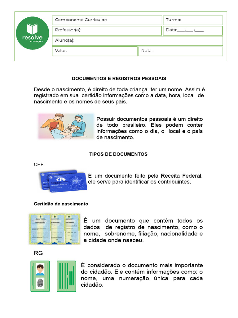 Atividade Adaptada Sobre Documentos | PDF | Ciências Sociais | Direito