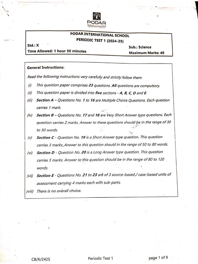 Science Que Paper 2024 pt-1 | PDF