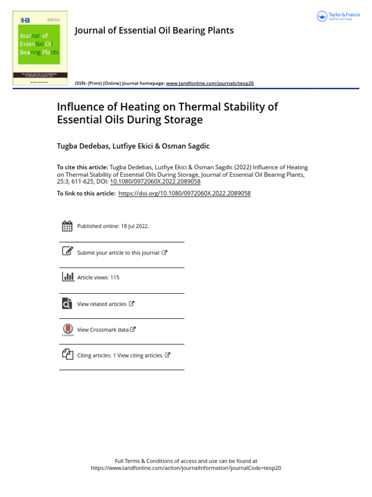Essential Oil Stability Insights | PDF | Essential Oil | Wellness