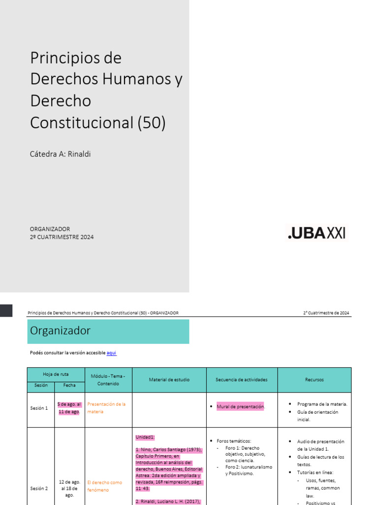 Cronograma - Principios de Derechos Humanos y Derecho Constitucional ...