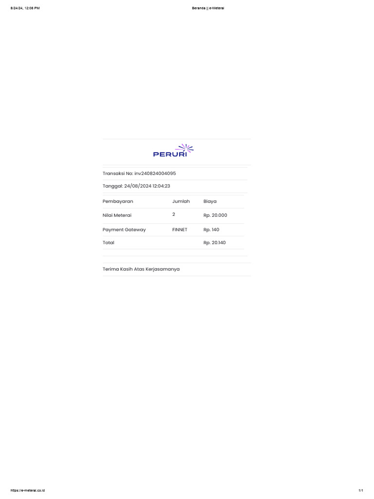 Beranda E-Meterai | PDF