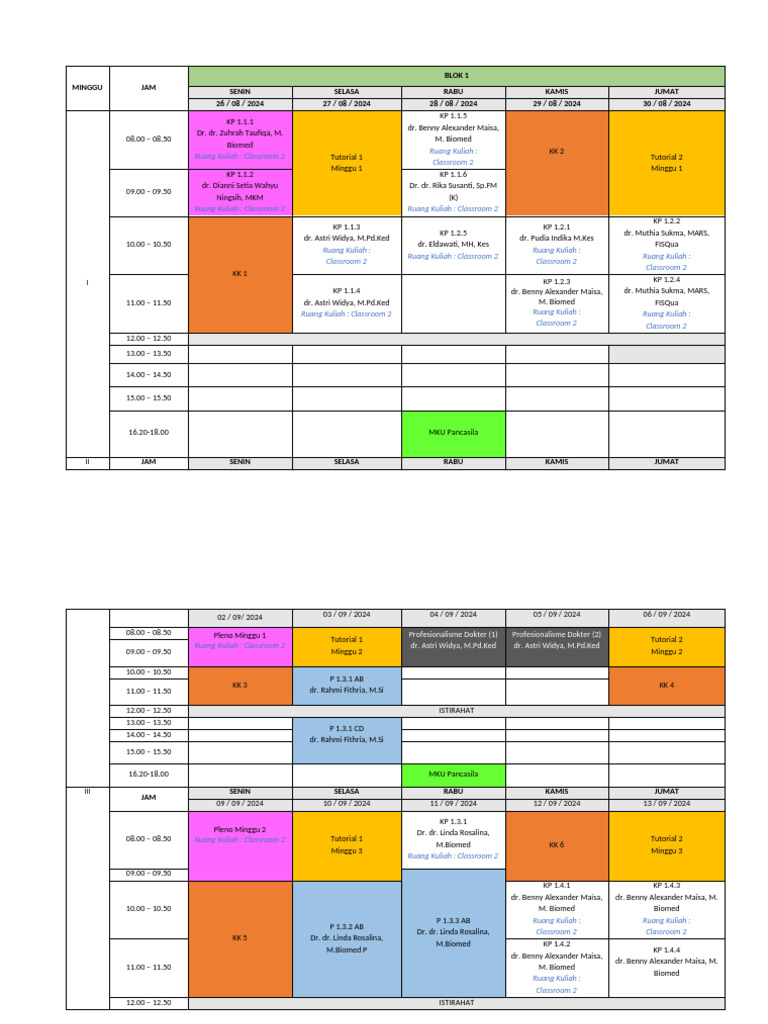 Jadwal Blok 1 Versi 2 | PDF