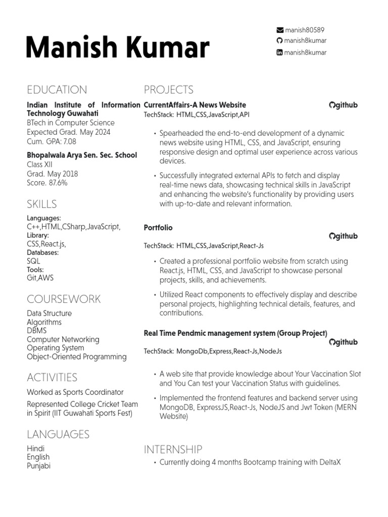 Resume Manish | PDF