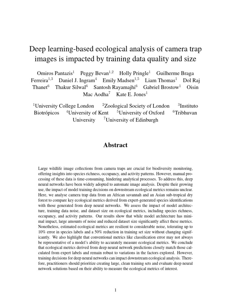 Deep Learning-Based Ecological Analysis of Camera Trap Images Is Impacted by Training Data ...